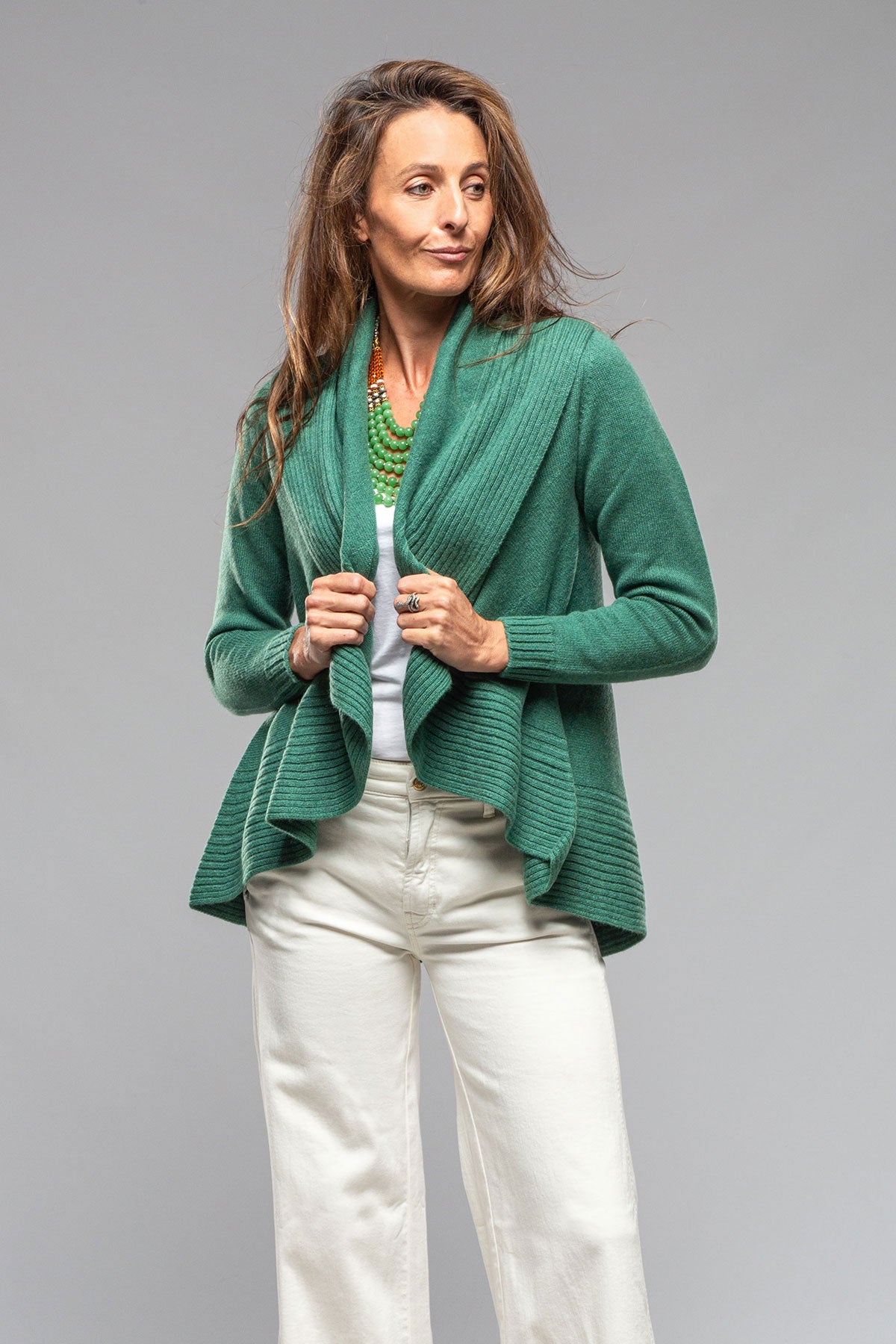 Margot Cashmere Open Cardigan In Emerald – Axel's Outpost